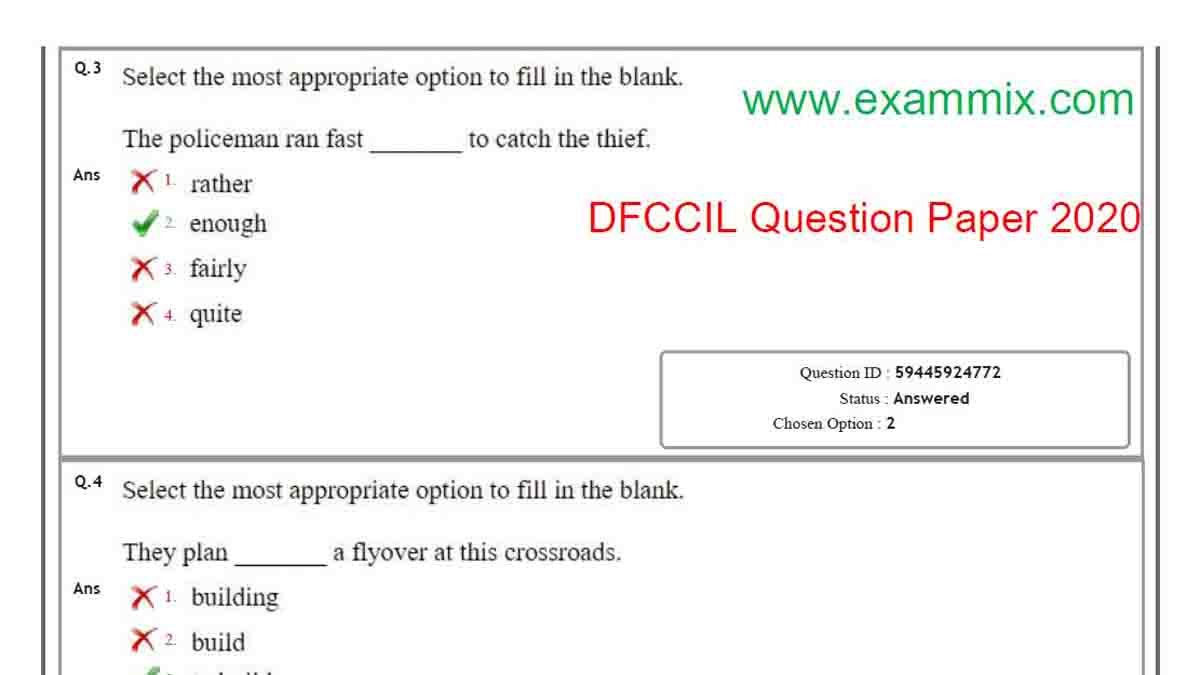 DFCCIL Question Paper 2020 Jr. & Assistant Manager, Executive DFCCIL Question Paper 2020 Jr. & Assistant Manager, Executive